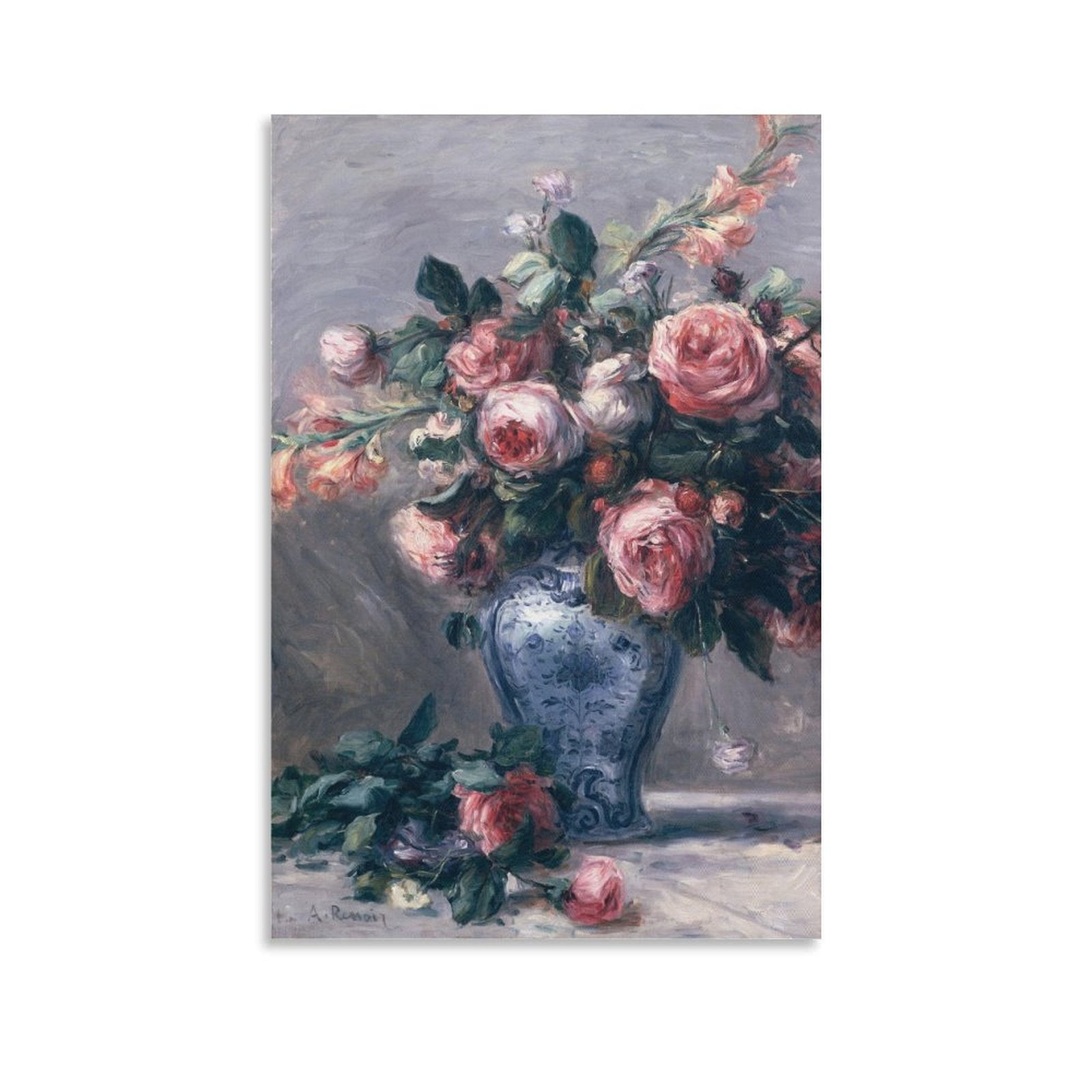 Pierre Auguste Renoir Vase of Roses Painting Art Poster Artworks ...
