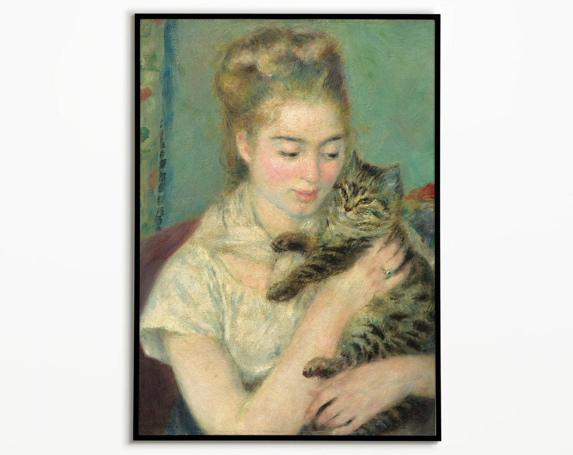 Pierre-Auguste Renoir Woman With A Cat Poster, Poster Print, Art ...