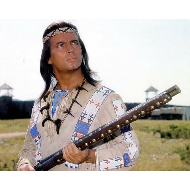 Pierre Brice as Winnetou holding rifle Karl May western classic 24x30 ...