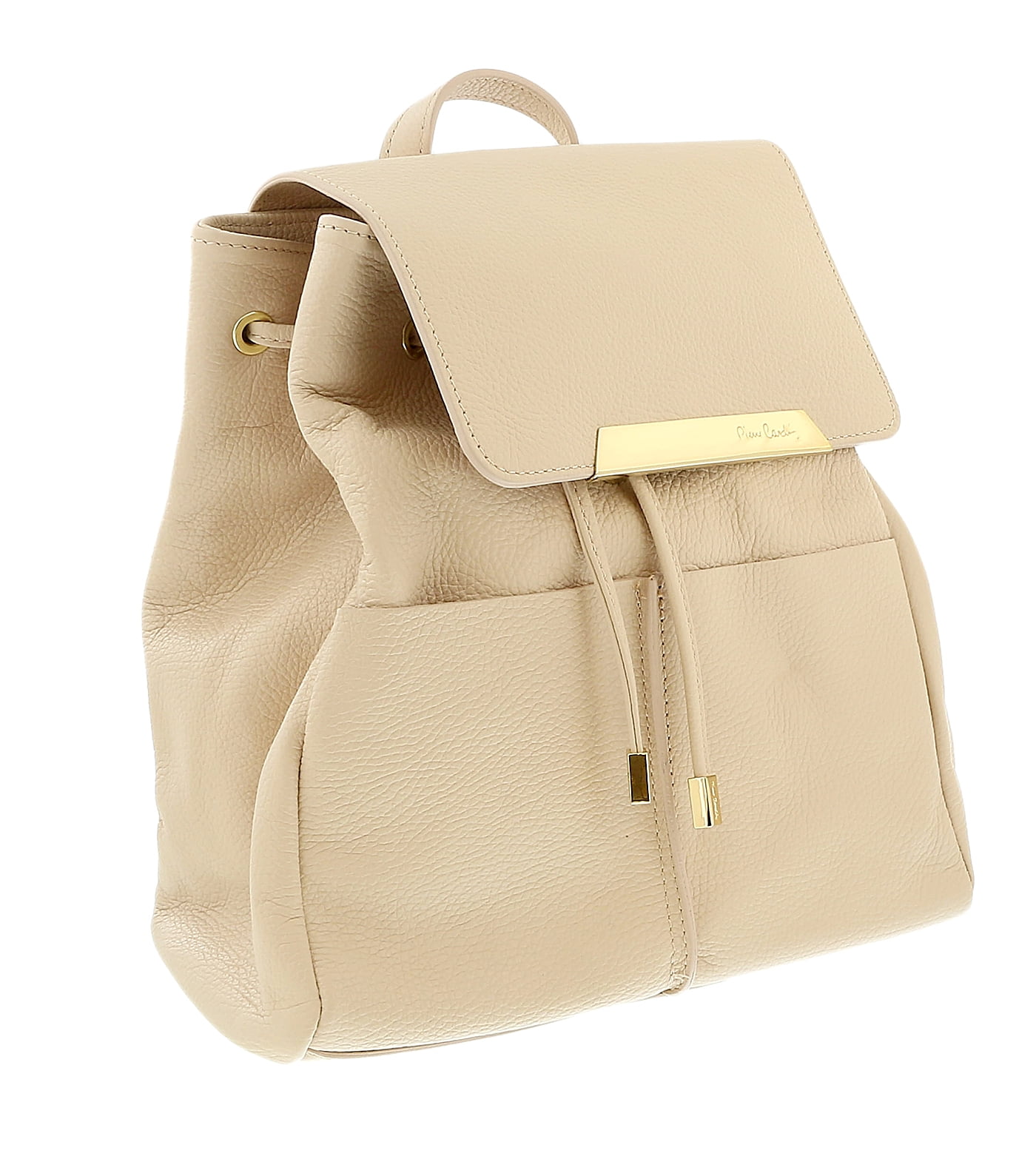 Pierre Cardin Beige Leather Classic Medium Fashion Backpack for womens ...