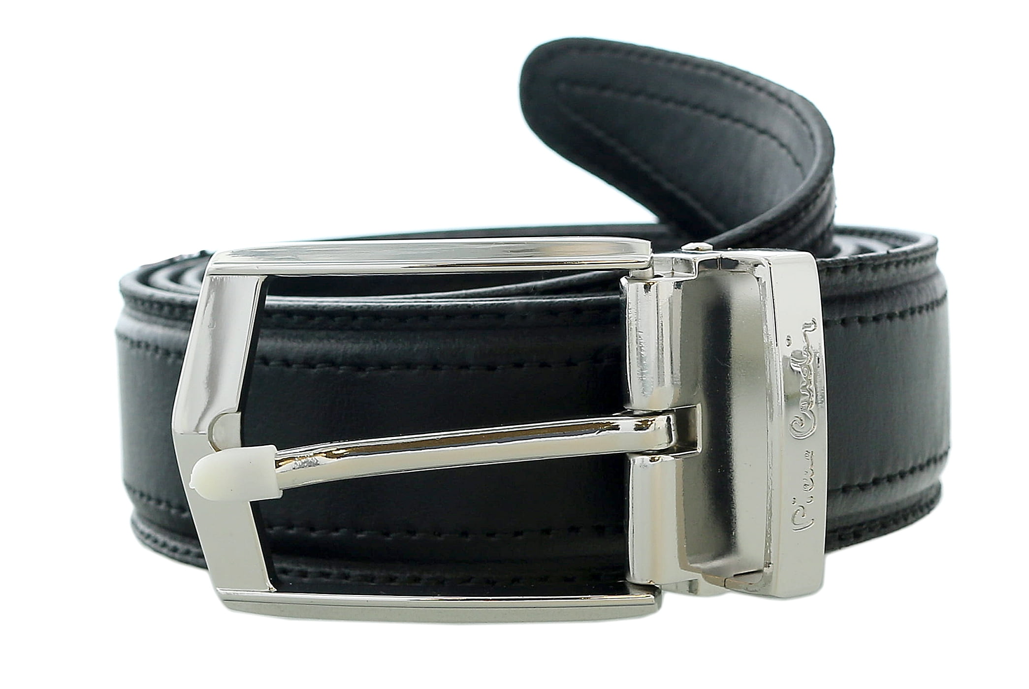 Pierre Cardin Black Stitch Detail Classic Buckle Ratchet Closure ...