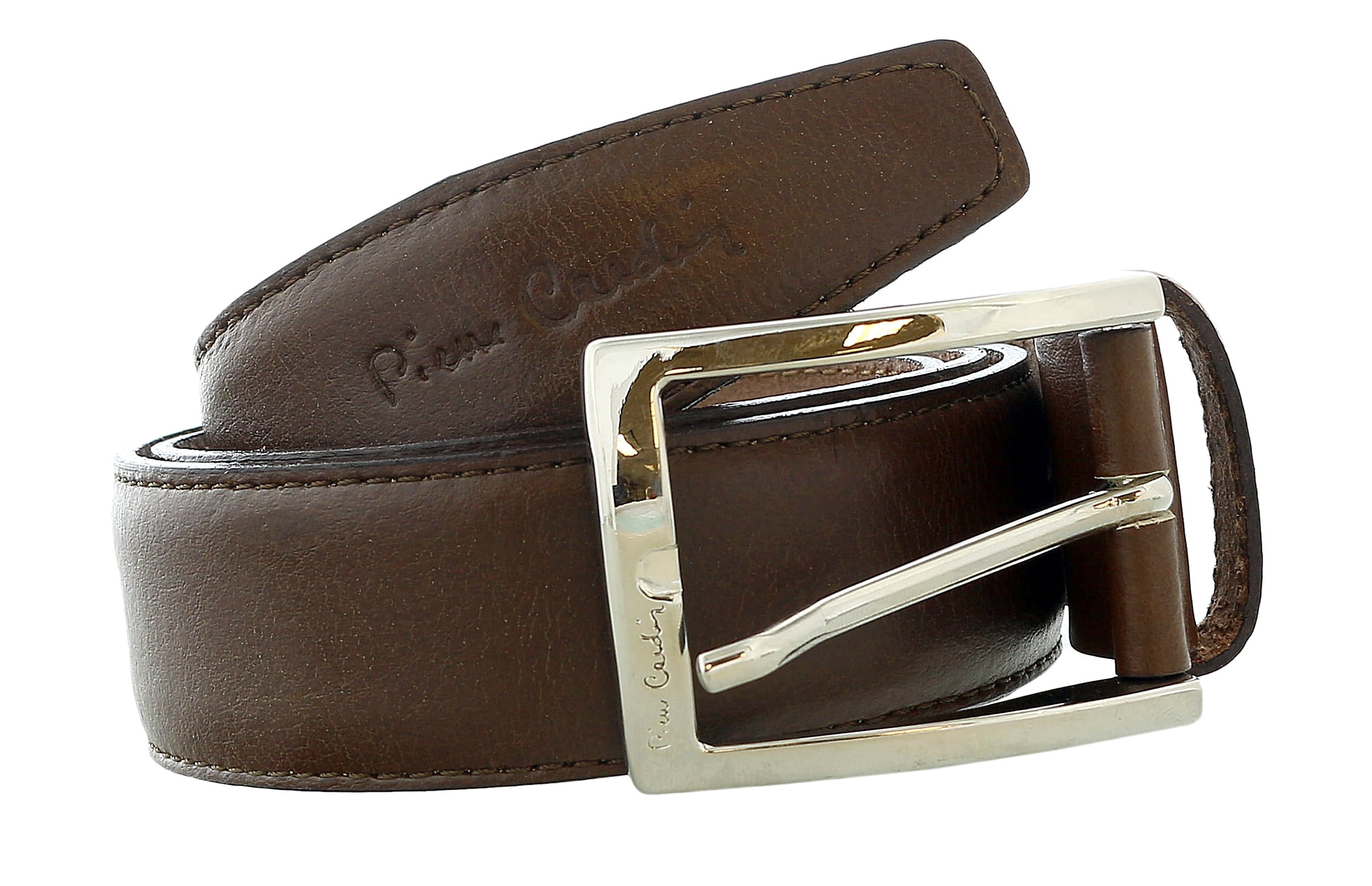Pierre Cardin Brown Classic Square Silver D-Ring Adjustable Belt ...