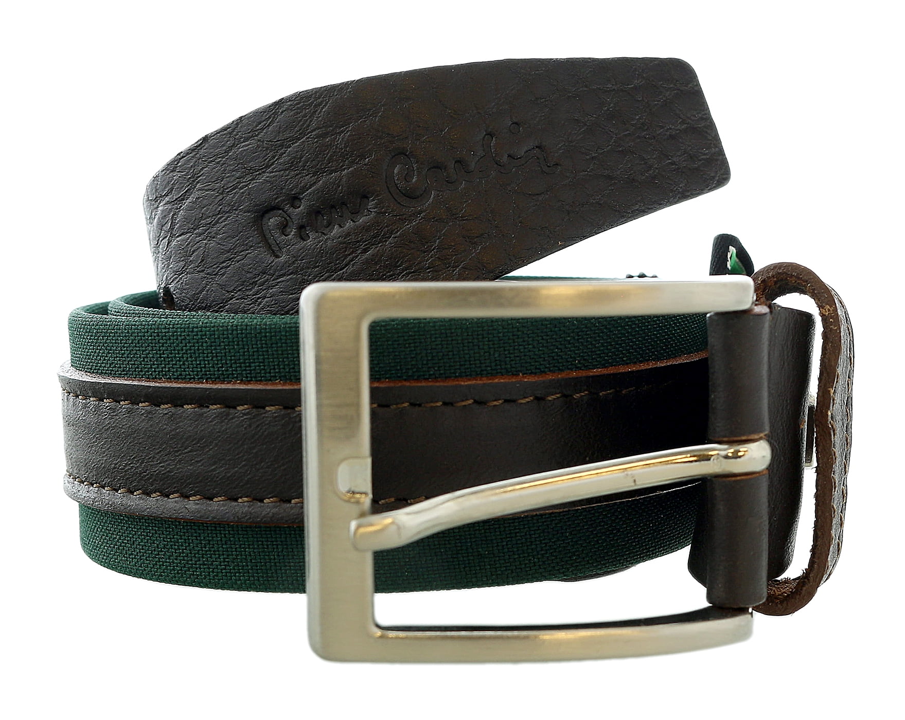 Pierre Cardin Canvas Leather Green Classic D-Ring Adjustable Buckle ...