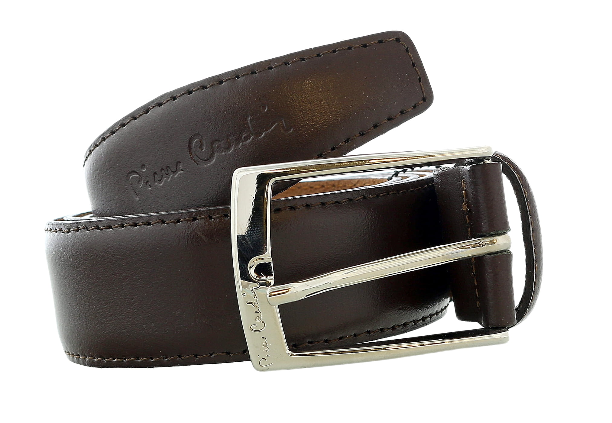 Pierre Cardin Dark Brown Classic Silver D-Ring Adjustable Belt ...