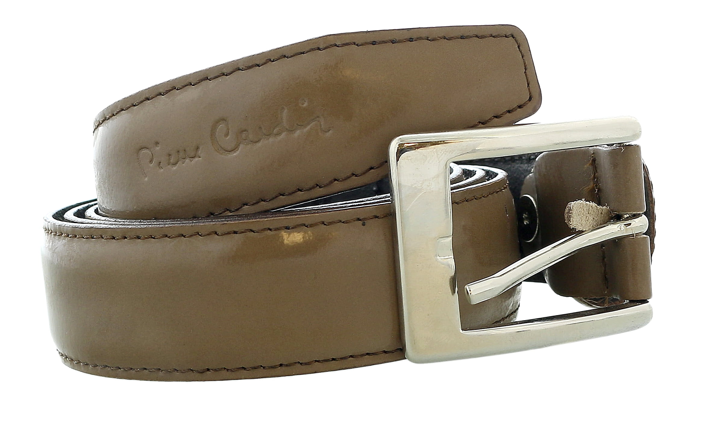 Pierre Cardin Shiny Taupe Classic Silver D-Ring Adjustable Belt ...