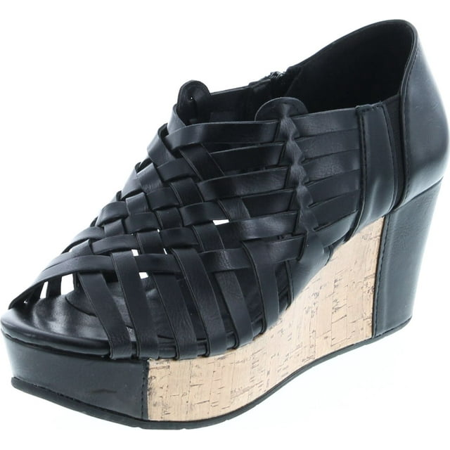 Pierre Dumas Women's Natural-1 Vegan Leather Criss Cross Strappy Wedge ...