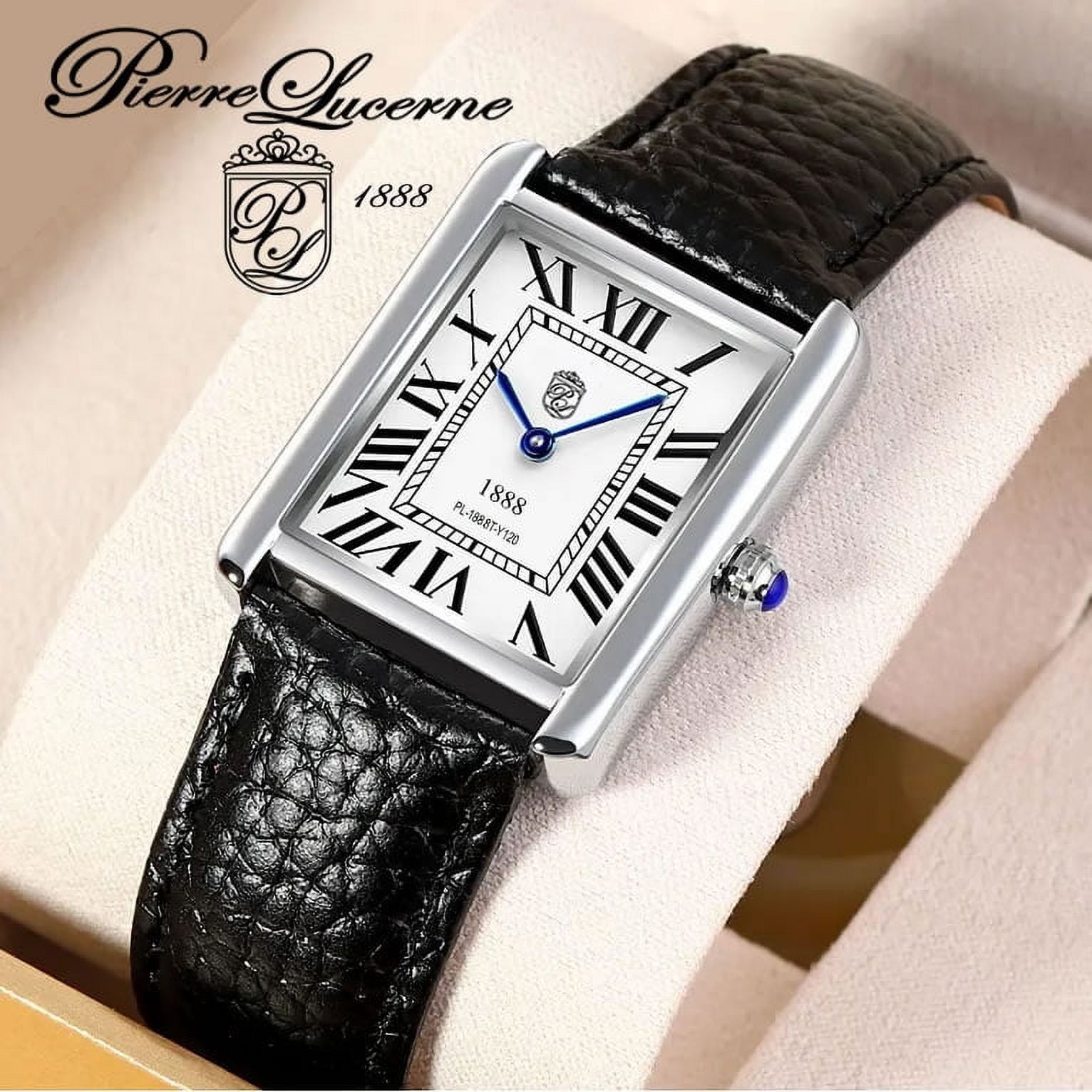 Pierre Lucerne 1888 Vintage Tank Style Swiss Inspired Mens Watch Black ...