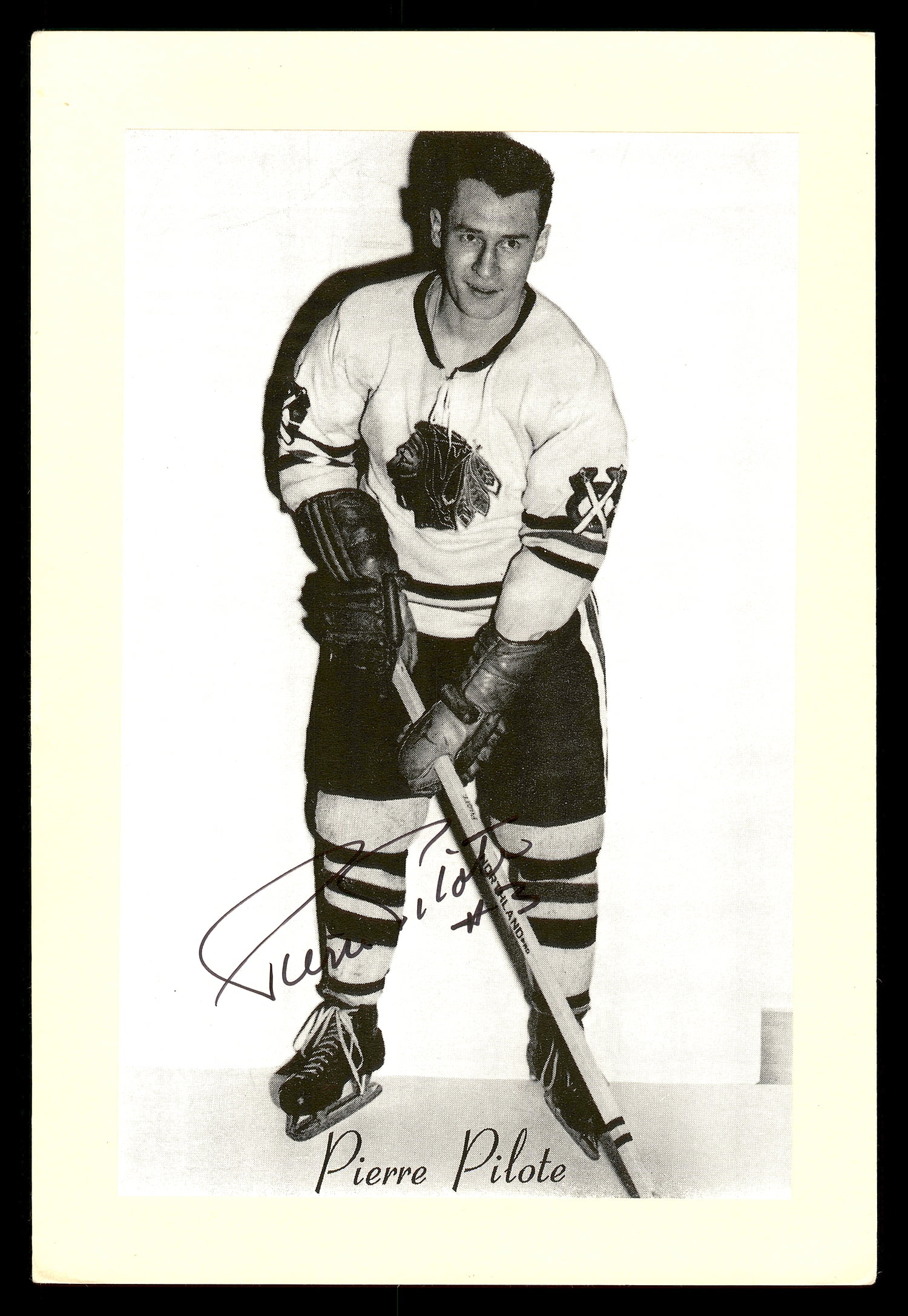 Pierre Pilote Autographed 1944-63 Beehive Group 2 4.5x6.5 Photo Chicago ...