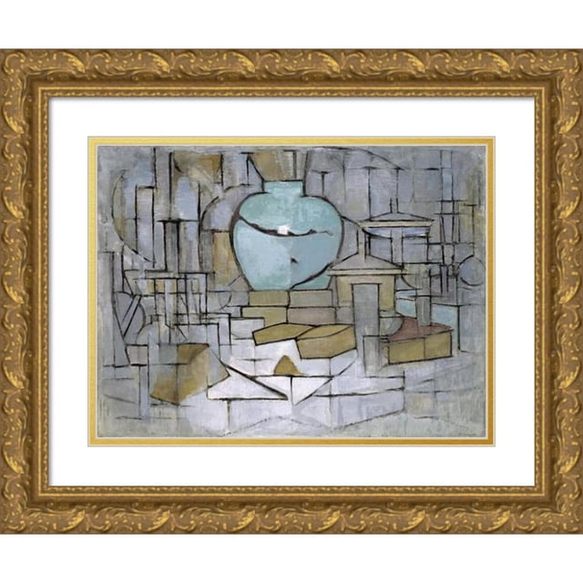 Piet Mondrian 14x12 Gold Ornate Wood Frame and Double Matted Museum Art ...