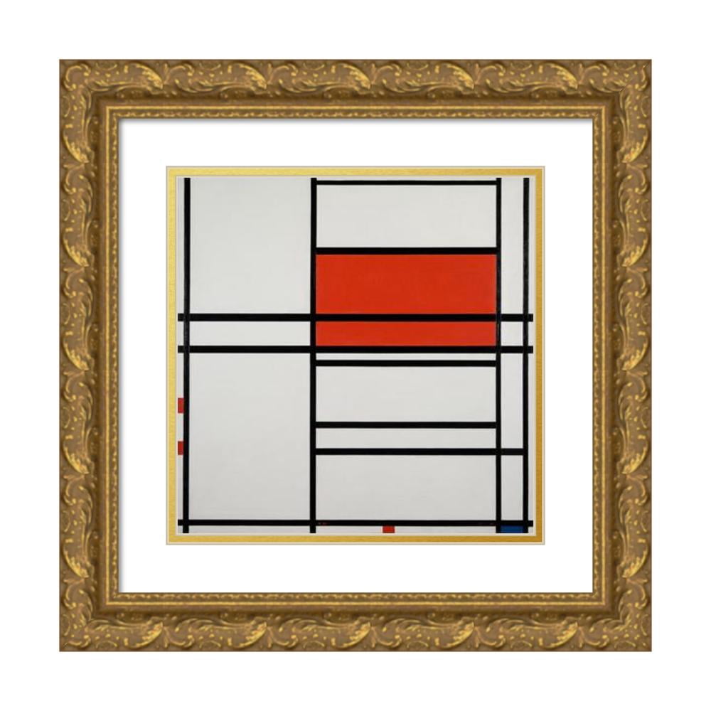 Piet Mondrian 15x15 Gold Ornate Wood Frame and Double Matted Museum Art ...