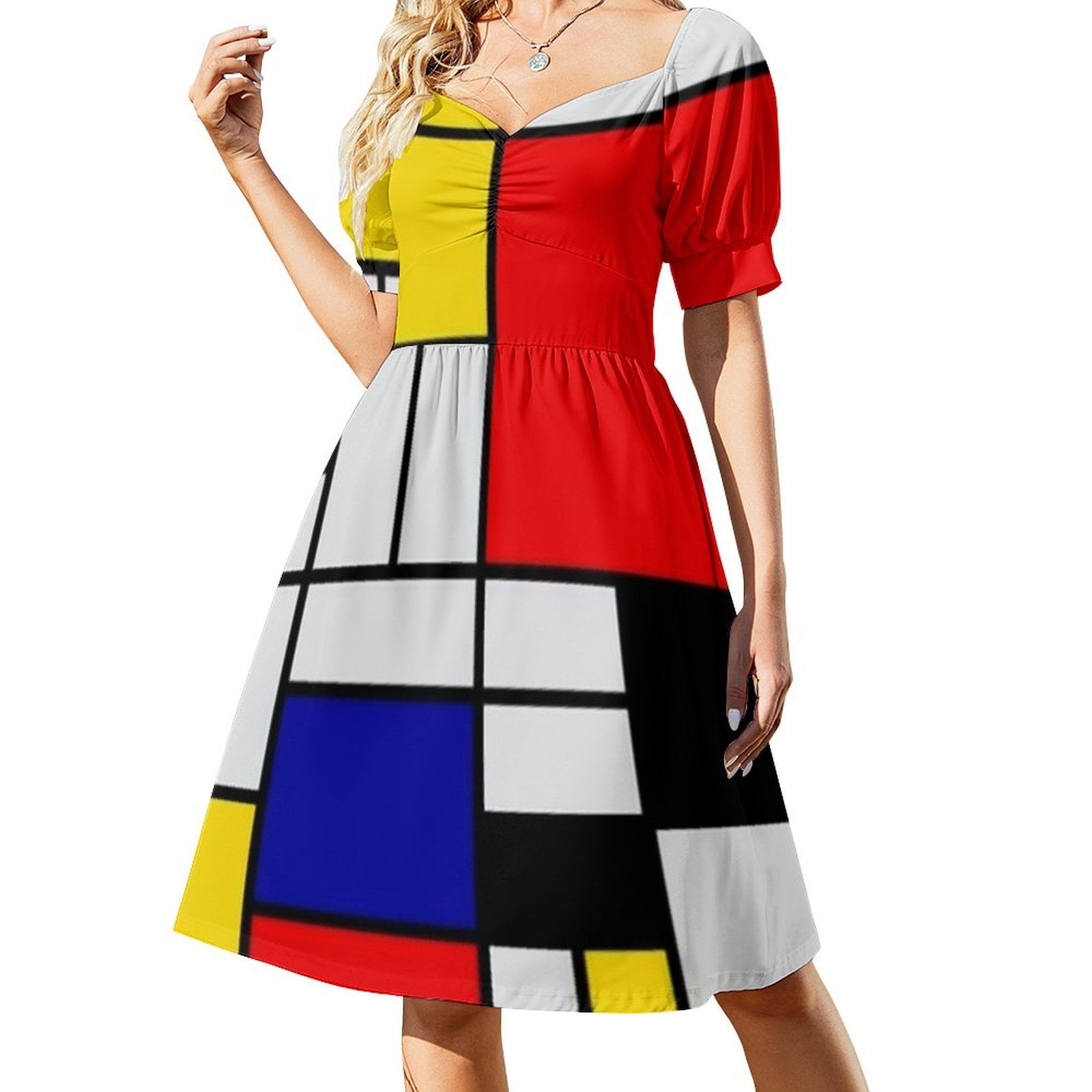 Piet Mondrian Abstract Art Short Sleeve Dress Clothes Women's Summer ...