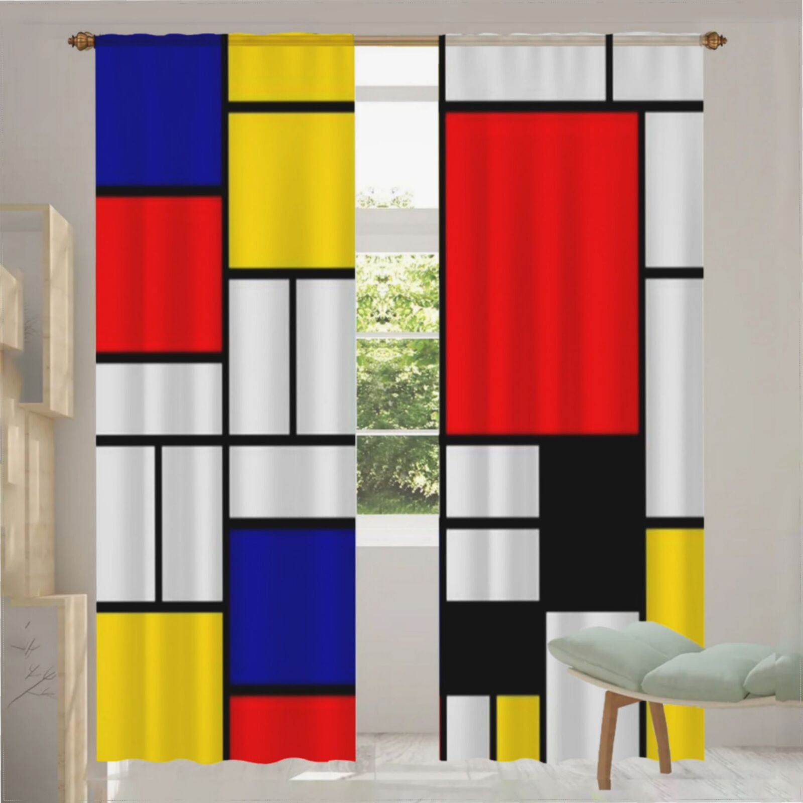 Piet Mondrian Abstract Art Window Tulle Curtains for Living Room ...