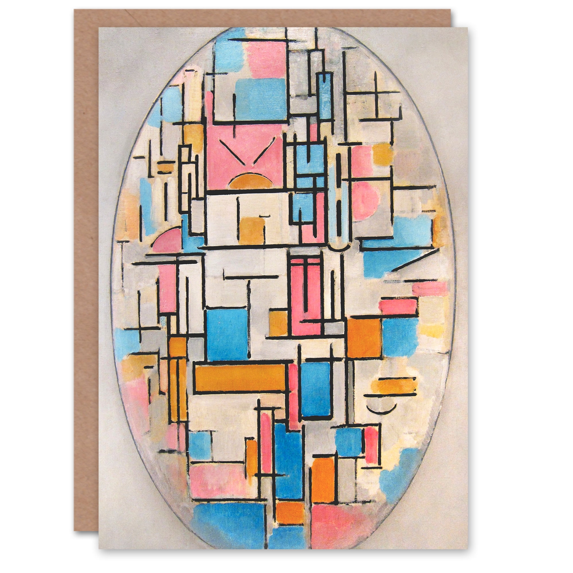 Piet Mondrian Art Card Composition in Oval with Colour Planes - Walmart.com