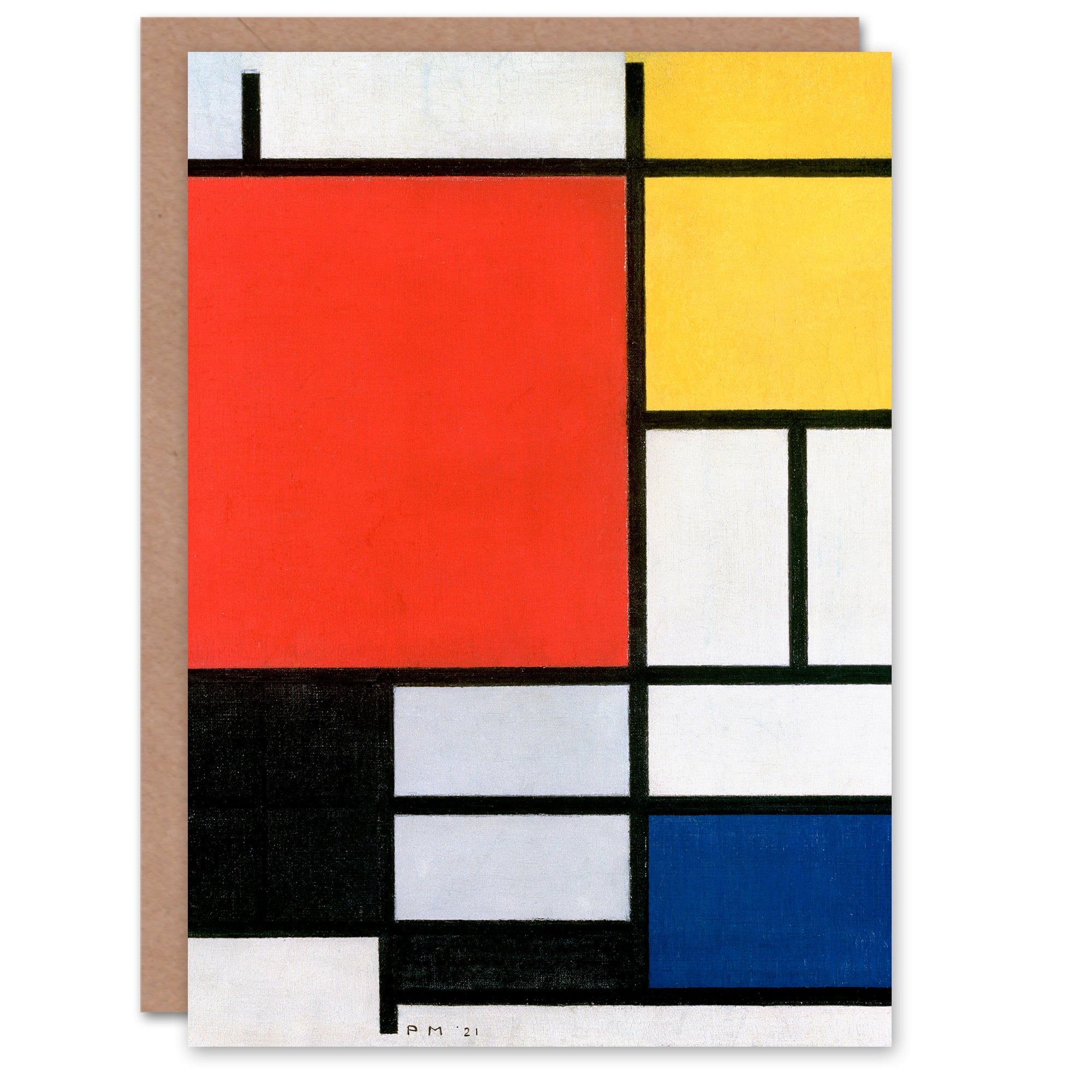 Piet Mondrian Art Card Composition with Red Yellow Blue and Black ...