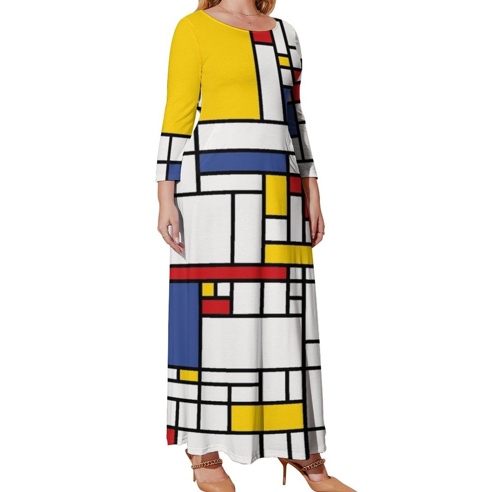 Piet Mondrian Long Sleeved Dress womans clothing party dresses woman ...