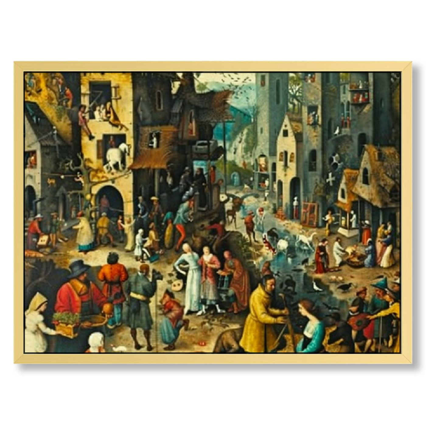 Pieter Bruegel The Elder ,Netherlandish Proverbs Canvas print,Vintage ...