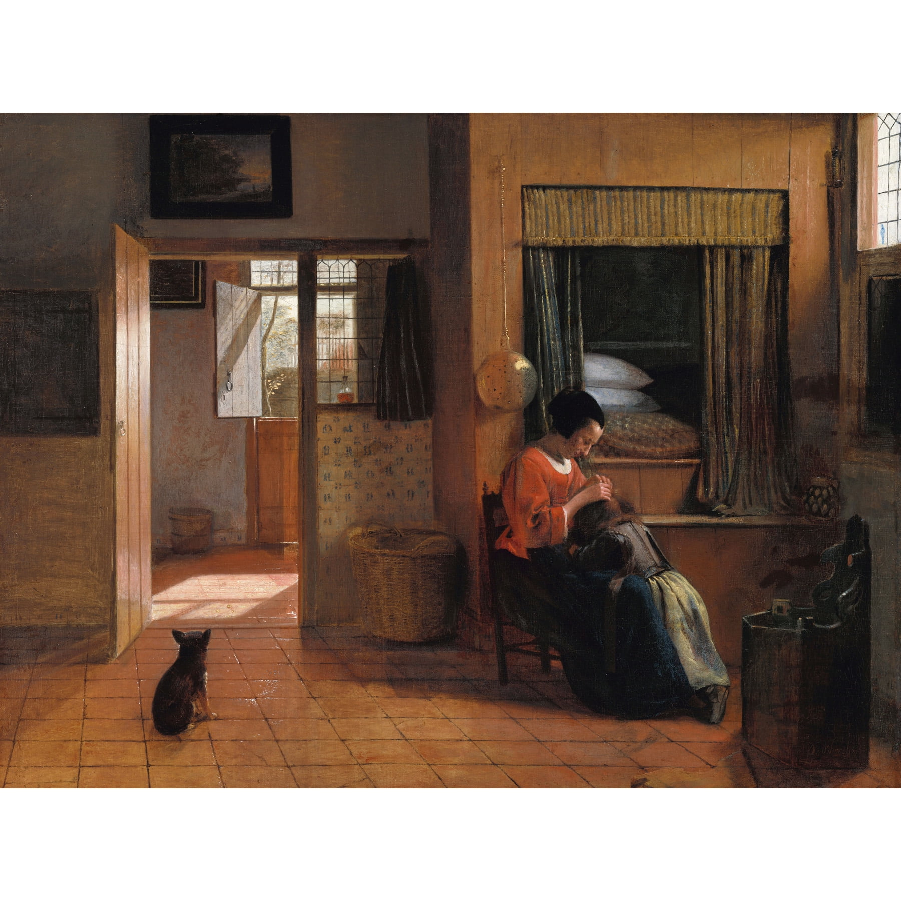 Pieter De Hooch Mother Delousing Her Child'S Hair Extra Large XL Wall ...