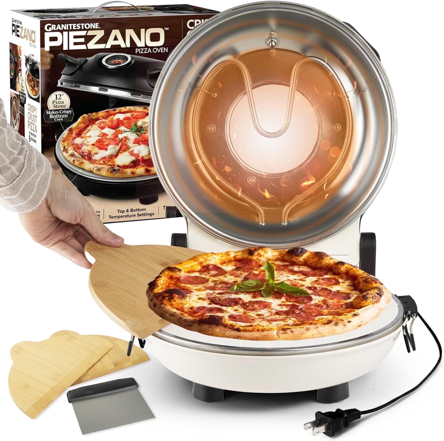 Piezano Pizza Oven & Grill 12" Ceramic Stone Up to 800°F - Walmart.com