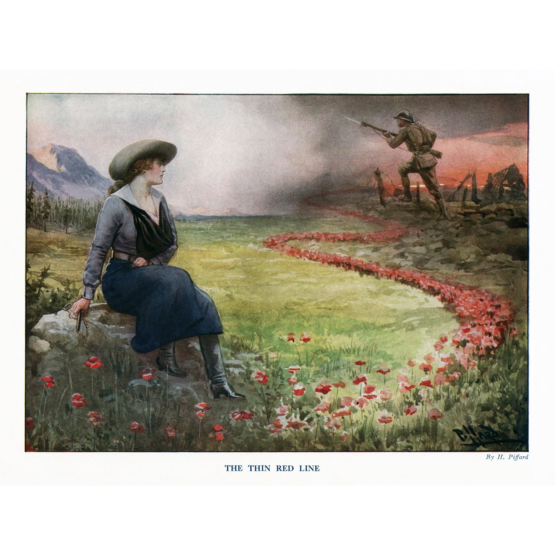 Piffard The Thin Red Line War Painting Extra Large XL Wall Art Poster ...