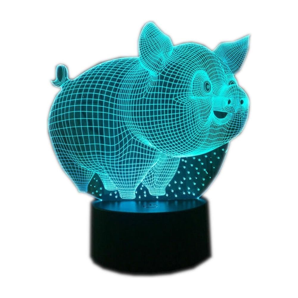 Pig 3D Illusion LED Night Light 7 Color Change PIG Desk Lamp 3D ...
