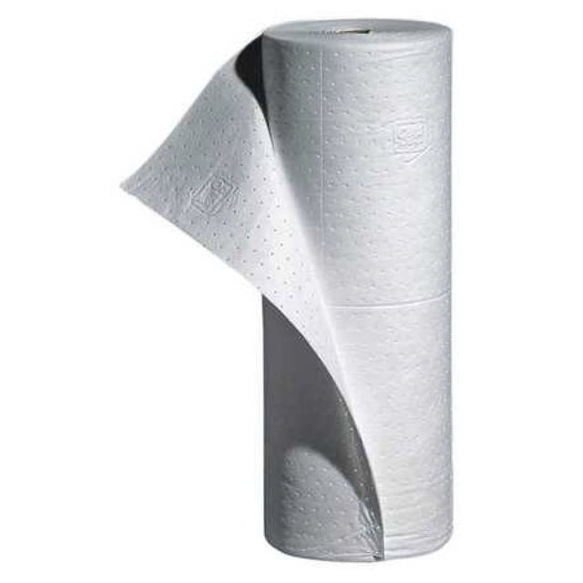 Pig Sorbent Roll, 20 gal, 30 in x 150 ft, Oil, White, Polypropylene ...