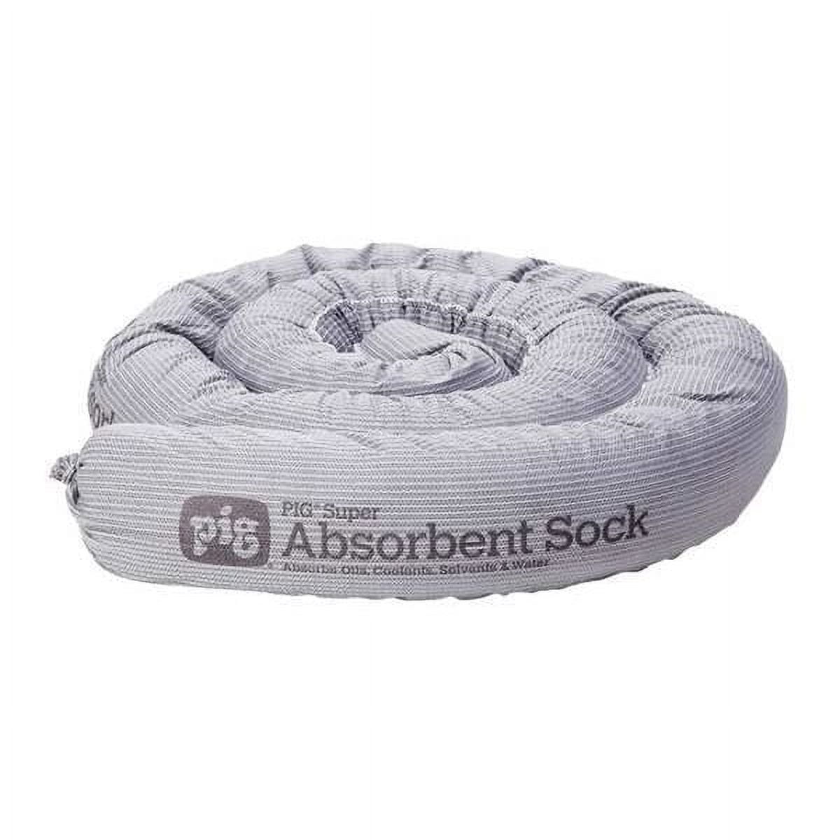 Pig Sorbent Sock, 24 gal, 3 1/4 in x 7 ft, Universal, Gray, 12 PK ...