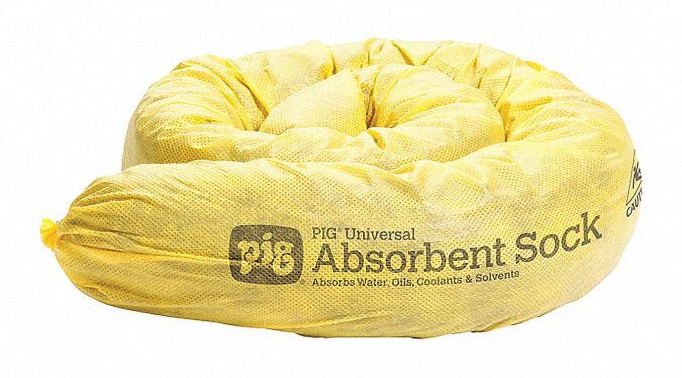 Pig Absorbent Sock,Yellow,3" dia.,PK12 PIG105-YW - Walmart.com