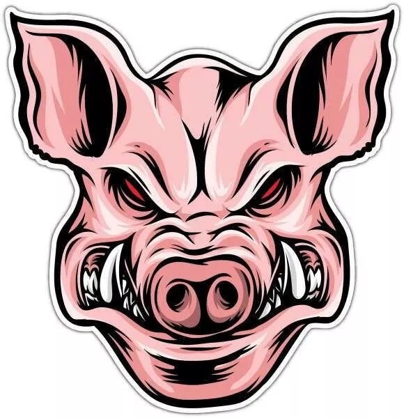 Pig Angry Face Hog Boar Farm Animal Car Window Stickerphone Decal Water ...
