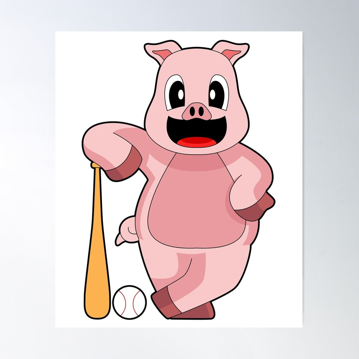 Pig Baseball Baseball Bat Poster Wall Art, Modern Wall Decor For Living ...