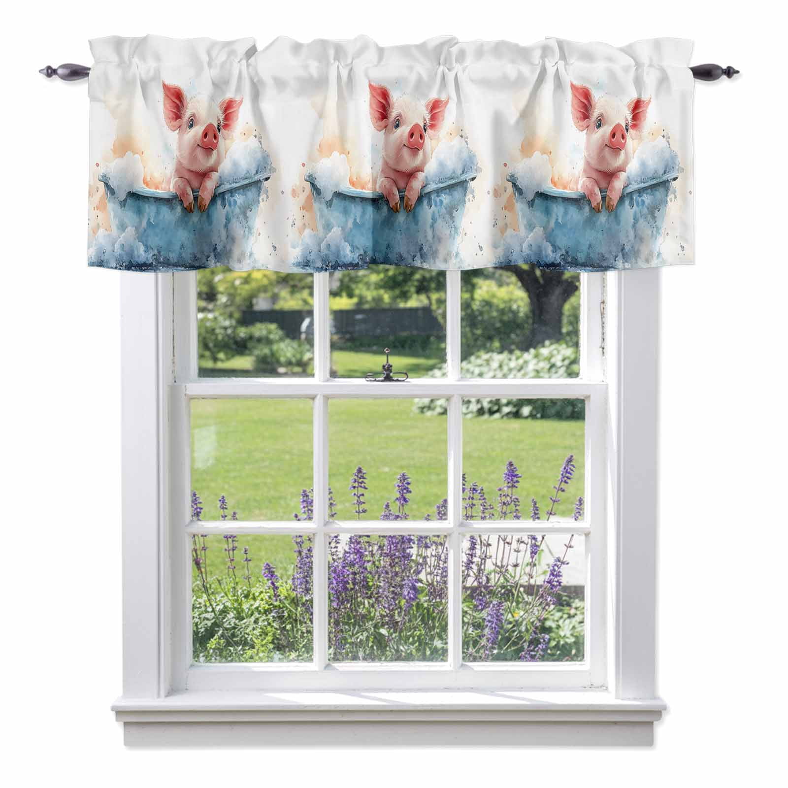 Pig Bathing Valance Curtains for Windows, in The Bathtub Light ...