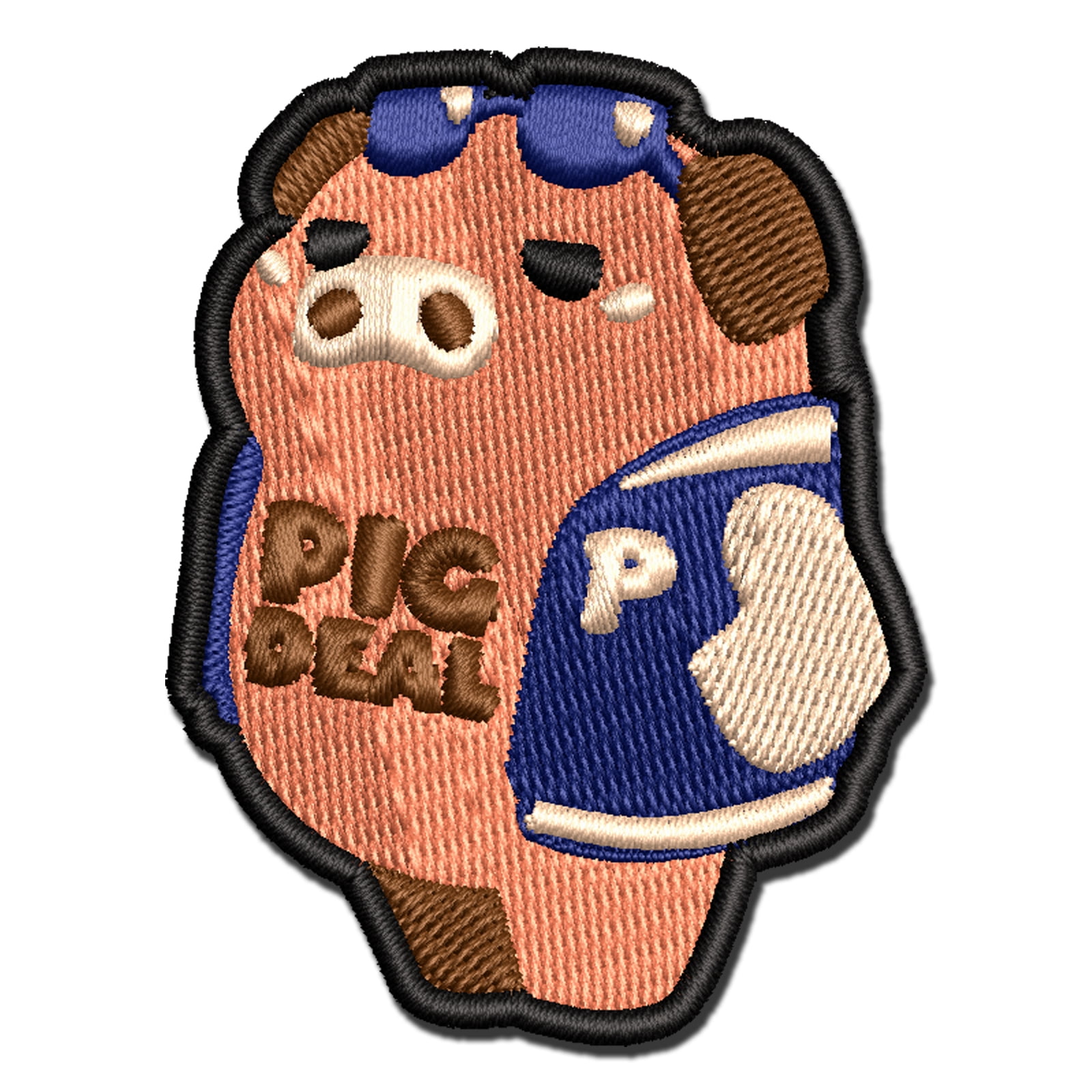 Pig Big Deal Letterman Varsity Jacket Applique Multi-Color Embroidered ...
