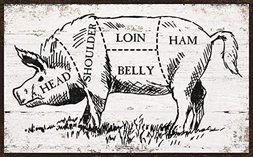 Pig Butcher Shop Chart Sign En Hog Pork Print Kitchen Sign Decor Sign ...