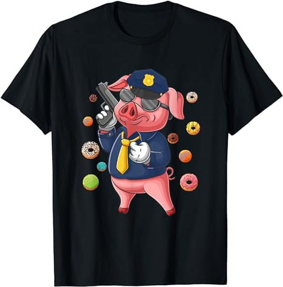 Pig Cop Fun Police Officer Doughnut Distrust Law Enforcement T-Shirt ...