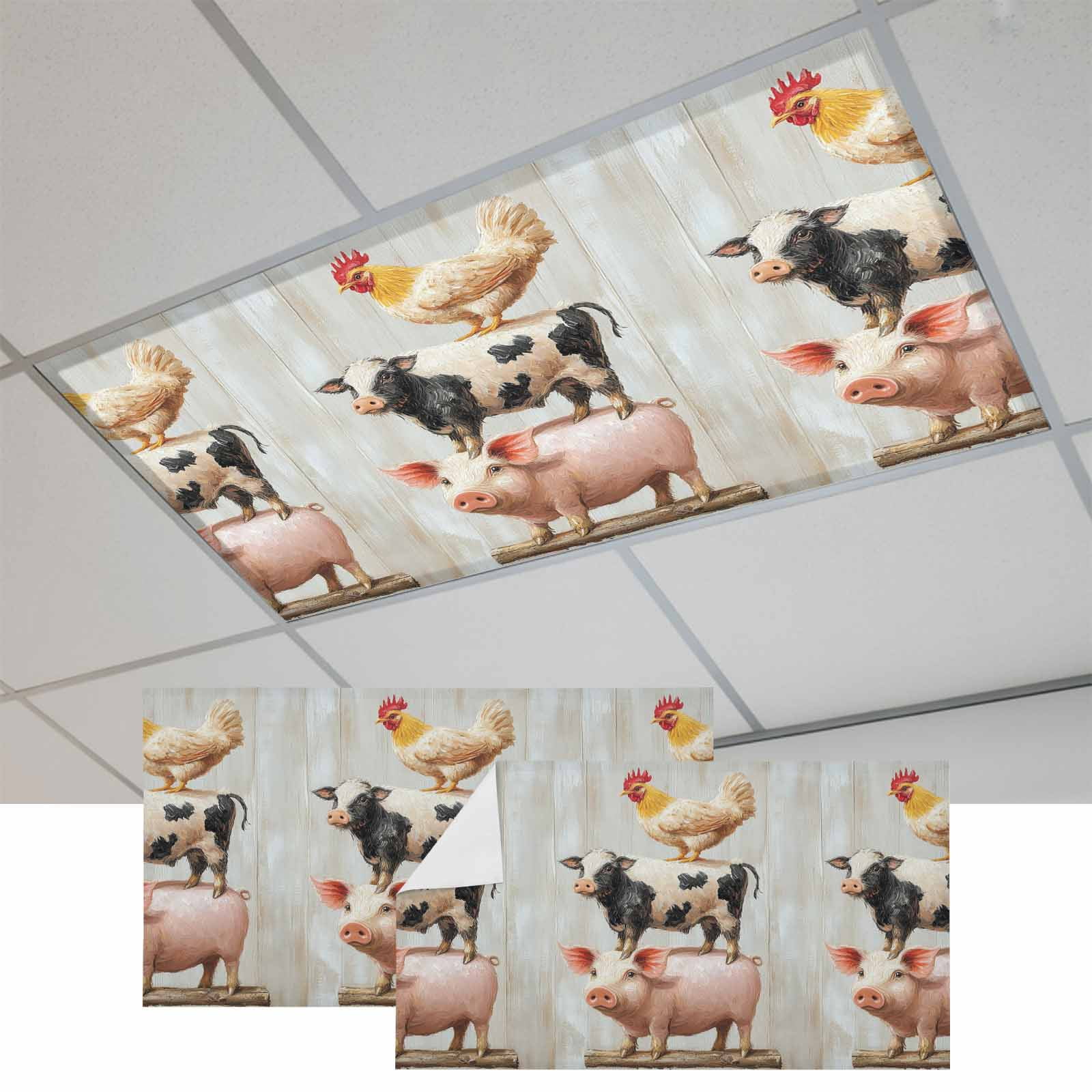 Pig Cow Chicken Magnetic Fluorescent Light Covers for Ceiling Lights ...