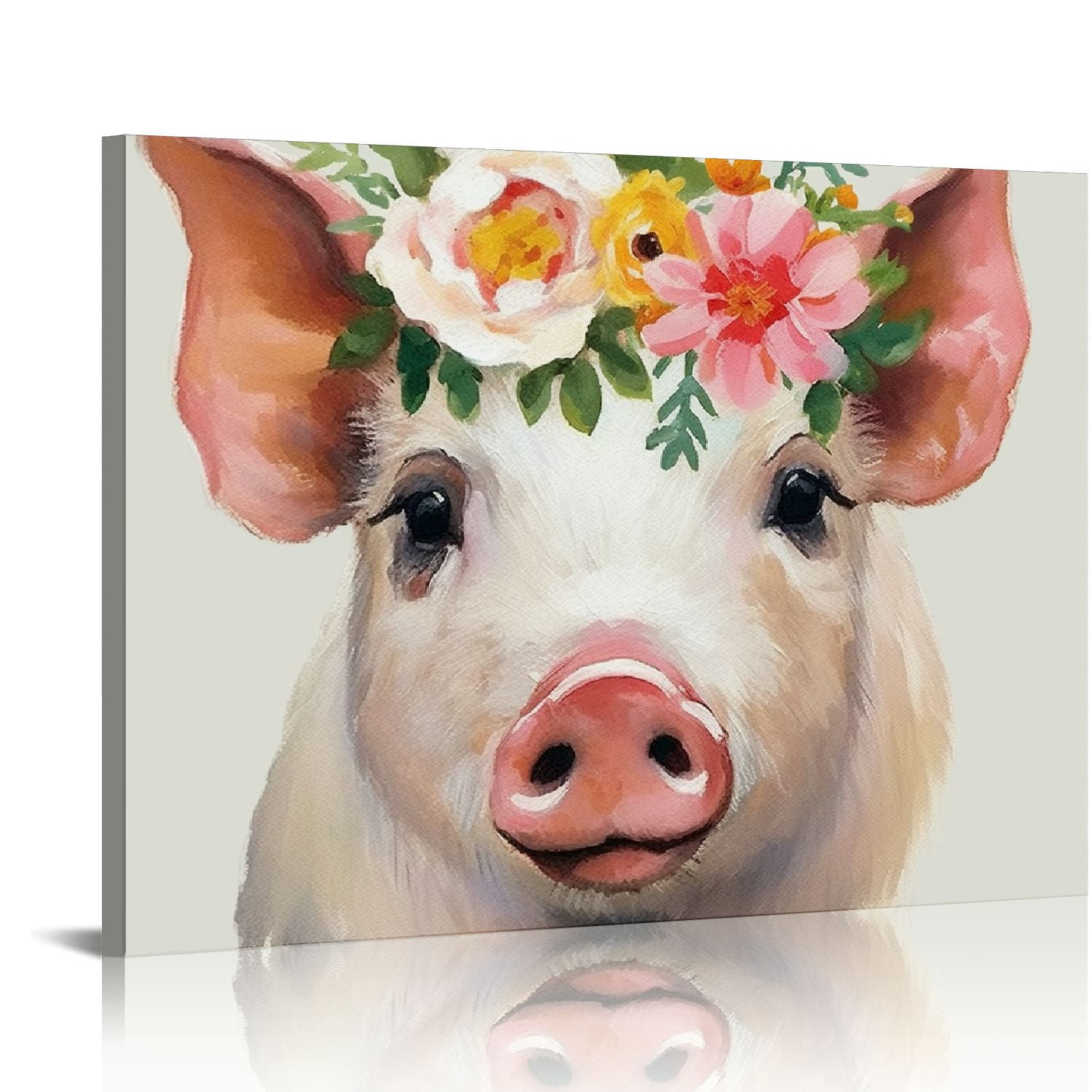 Pig Decor Gifts for Pig Lovers: Farm Animal Pictures Cute Pig Cavnas ...
