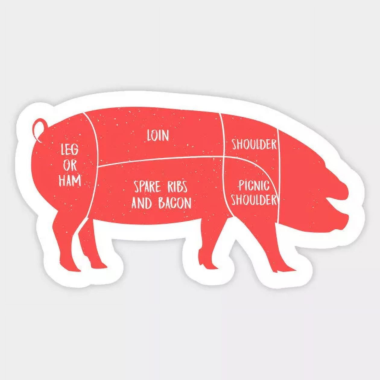 Pig Diagram Pork Cut Meat Lover Sticker Wall Bumper Bottle Decal Phone ...