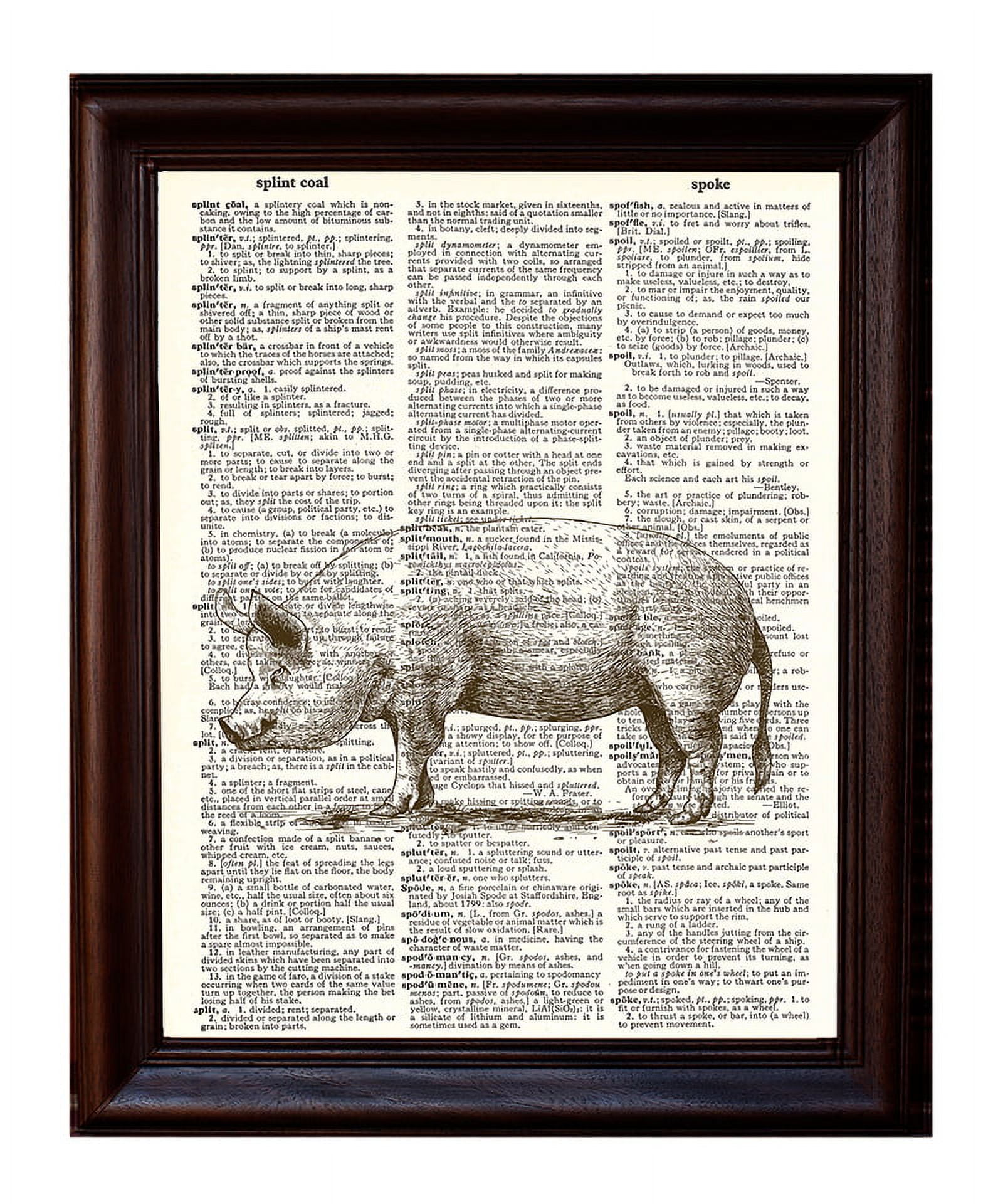 Pig - Dictionary Art Print Printed On Authentic Vintage Dictionary Book ...