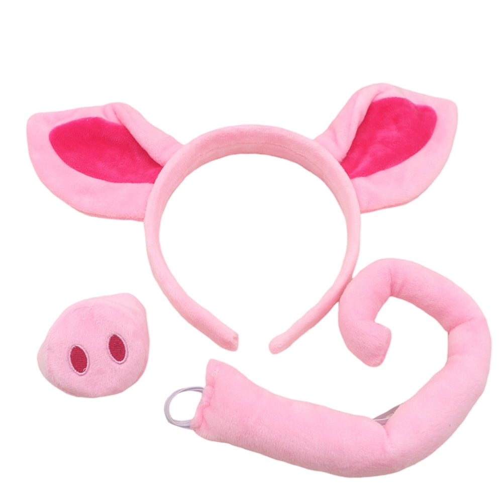 Pig Ear Headband Set Pig Nose Decoration Bow Hair Accessory Pig Tail ...