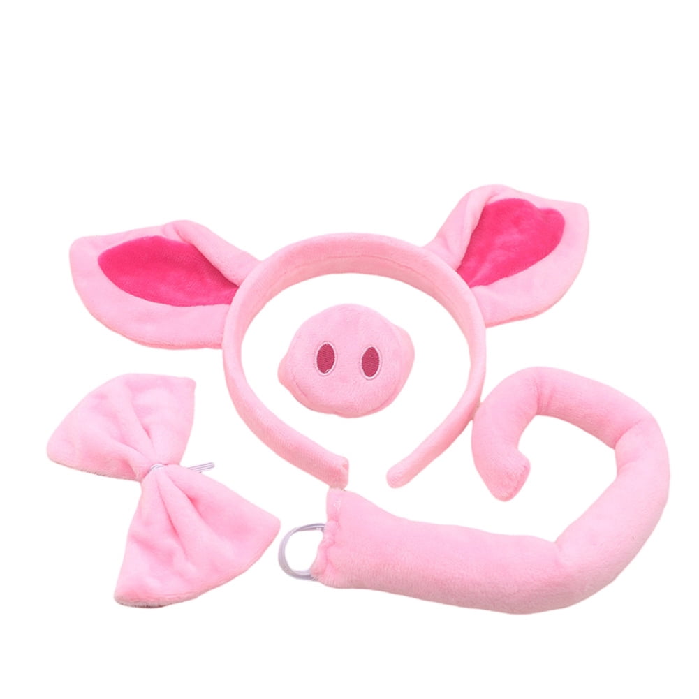 Pig Ear Headband Set Pig Nose Decoration Bow Hair Accessory Pig Tail ...