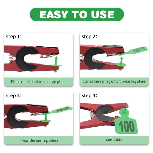 Pig Ear Tag with Plier for Hog sheep with Number 001-100 Puncher Kit ...
