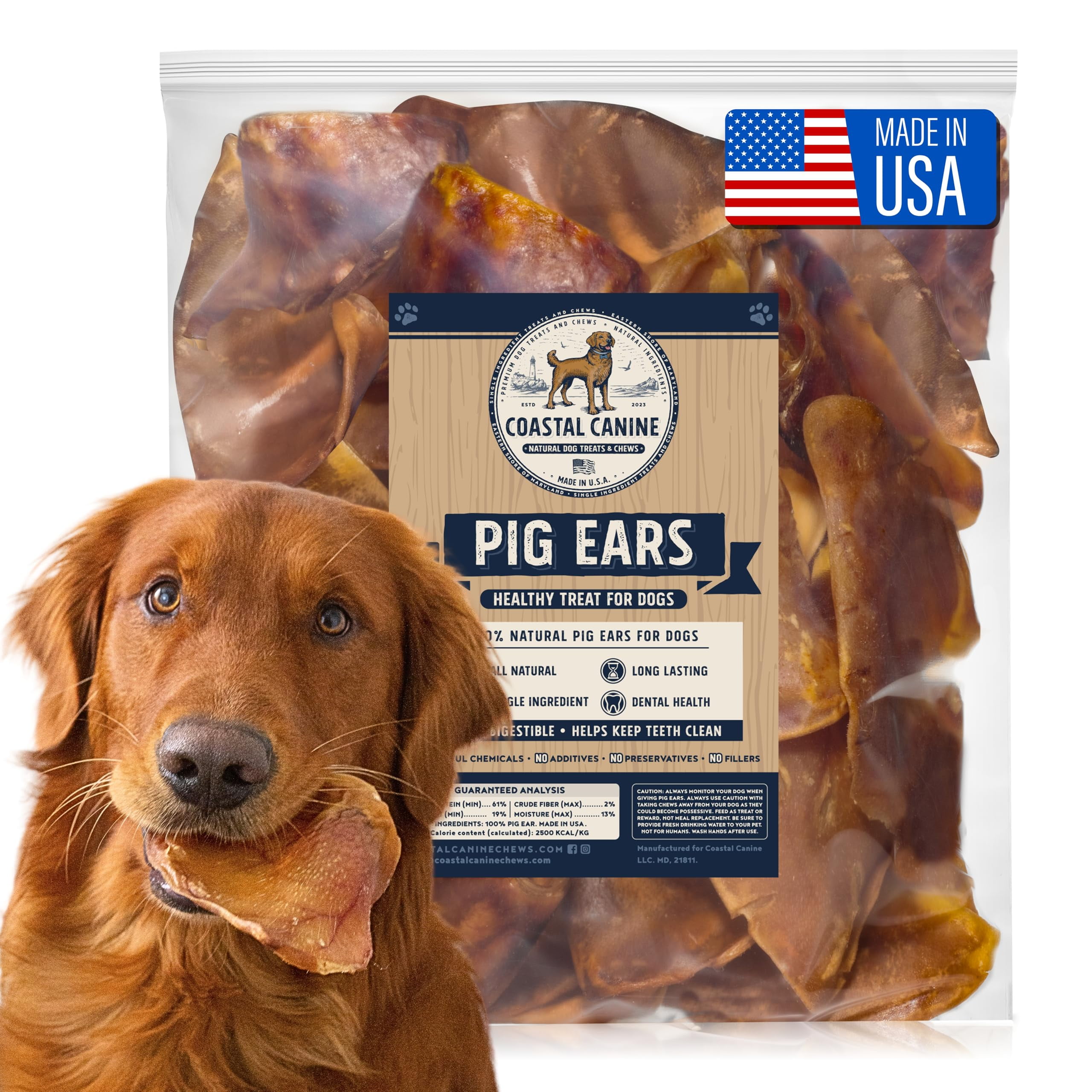 Pig Ears for Dogs TSF6 Made in USA (30 Ear Dog Chews Long Lasting | Natural Pigs Ears Dog Treats ...