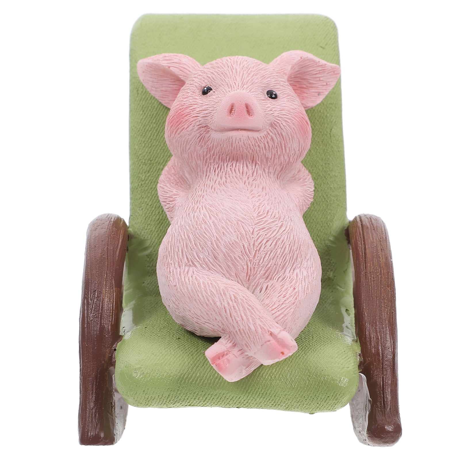 Pig Figurine Rocking Chairs Hand Painted Resin Pig Statue Animal Model ...
