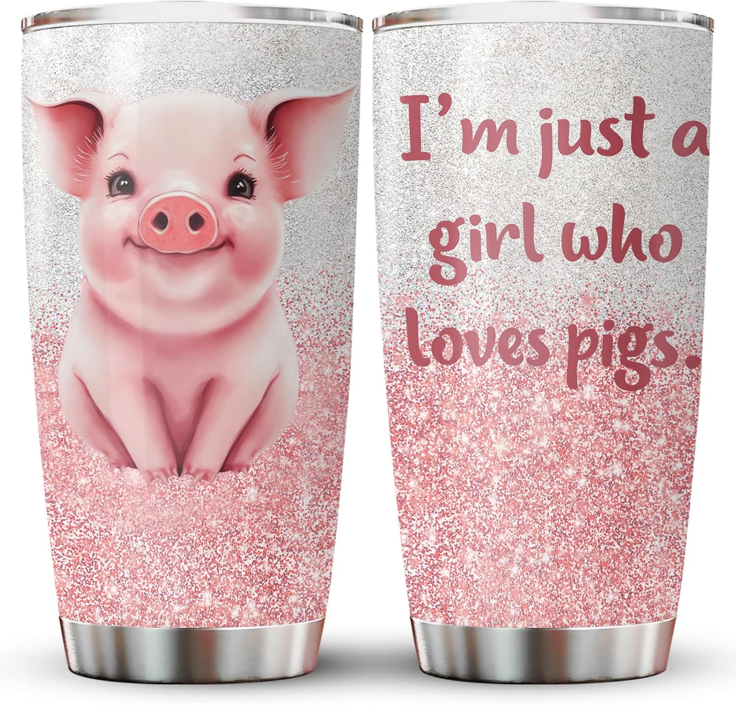 Pig Gifts, Glitter Pig Tumbler with Lid 20 oz Stainless Steel, Pig Cup ...