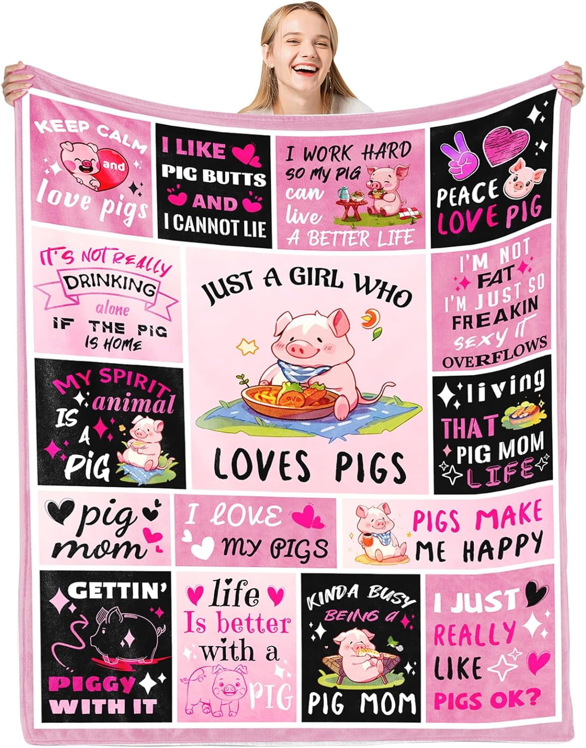 Pig Gifts for Pig Lovers,Pig Gifts for Women Girls, Pig Blanket, Just a ...