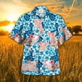 Pig Hawaiian Shirt, Pig Blue Hibiscus Flowers Hawaiian Shirts - Walmart.com