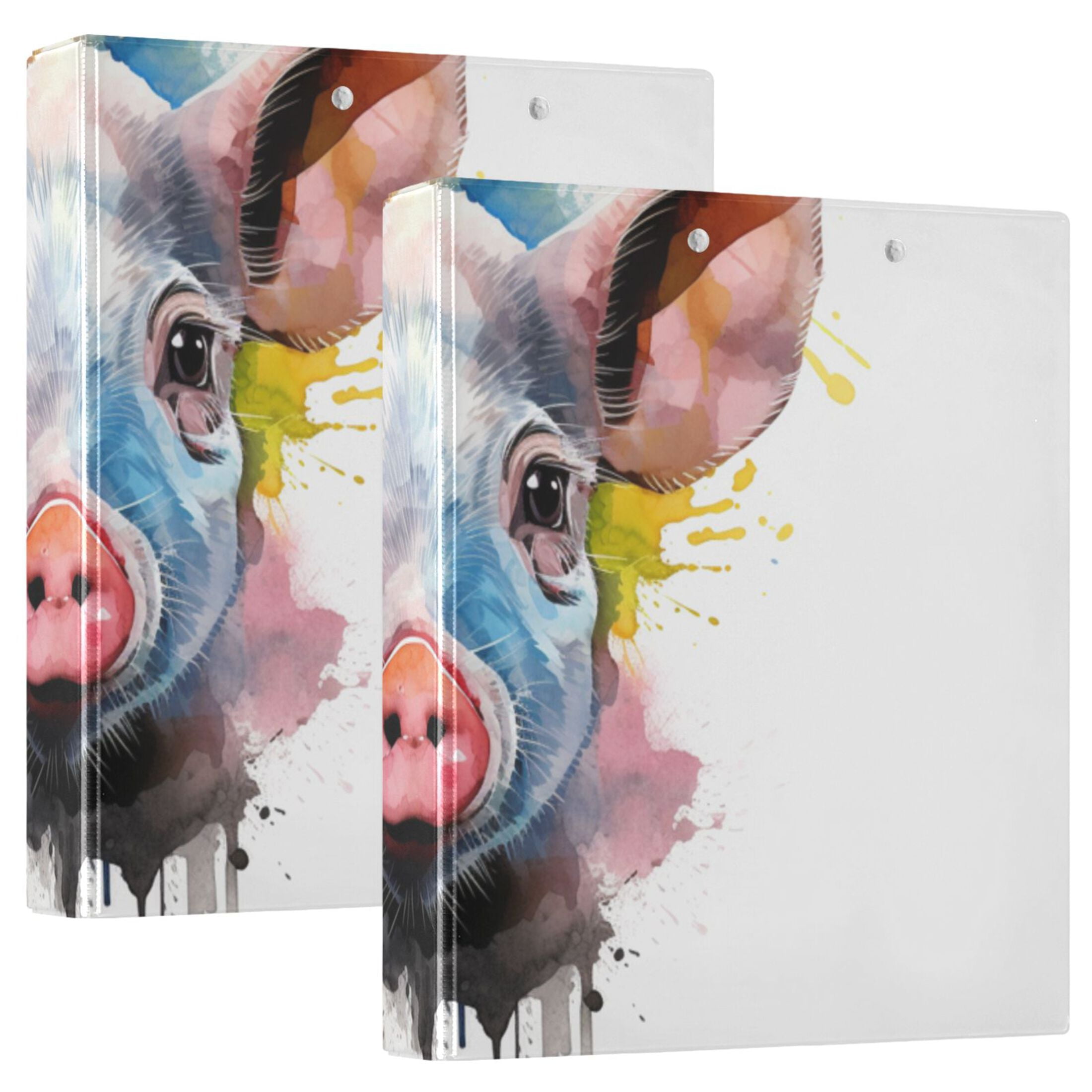 Pig Head 3 Ring Binders 1.5 inch Hardcover File Folders with Interior ...