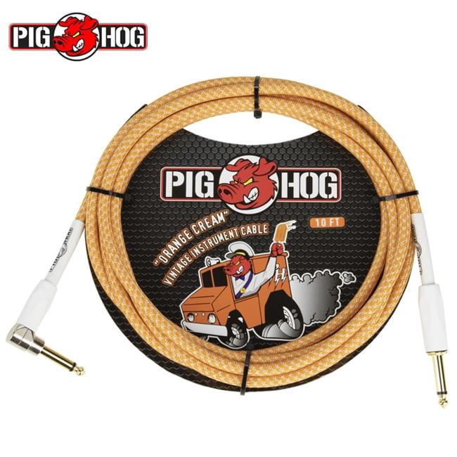 Pig Hog 10 ft. 0.25 in. Right Angle Instrument Cable - Orange Creme ...