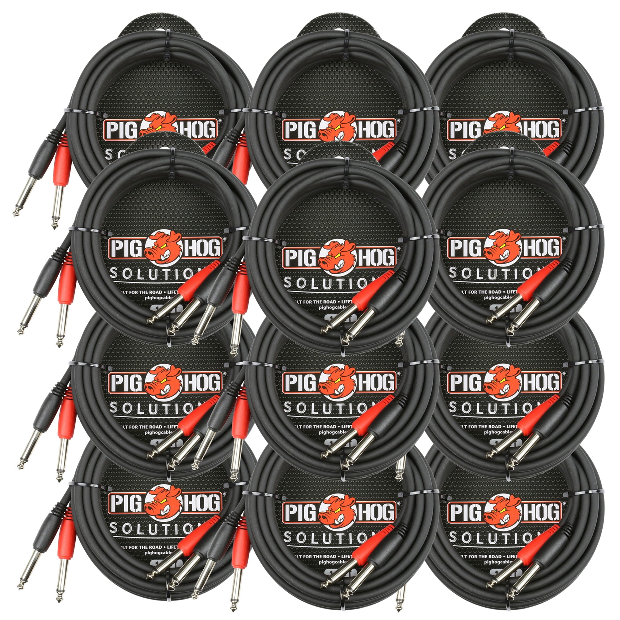 Pig Hog Dual 1/4" Mono (Male) Cable, 10 ft PD-21410 - 12 Units ...