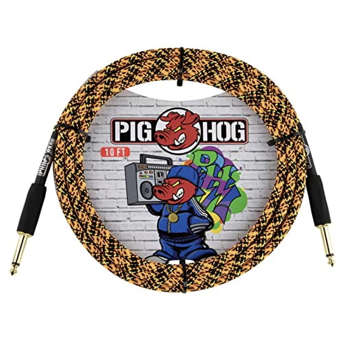 Pig Hog"Orange Graffiti Woven Instrument Cable, 10-Foot, Straight 1/4 ...