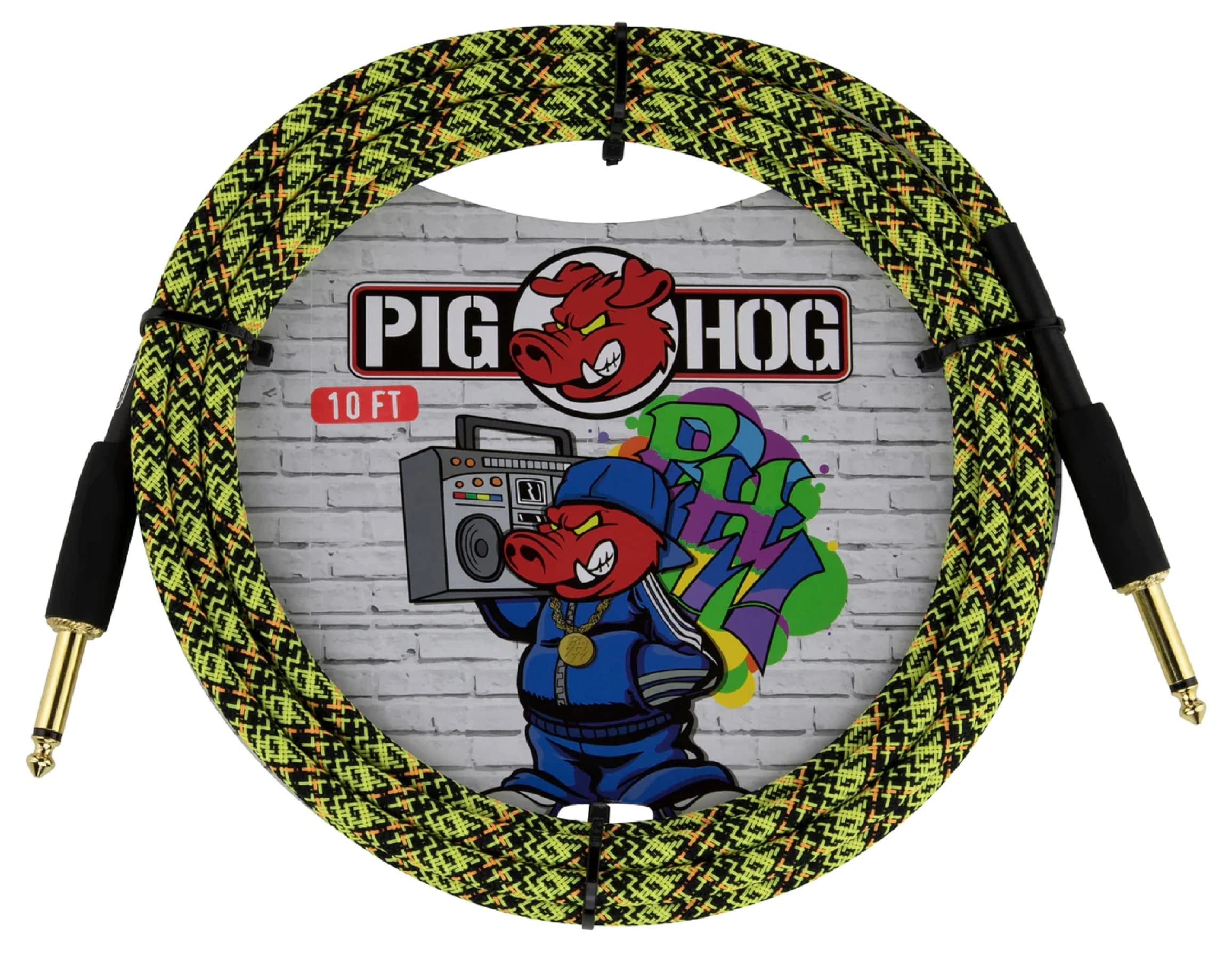 Pig Hog PCH10GYW Yellow Graffiti High Performance Instrumental Cable 10 ...